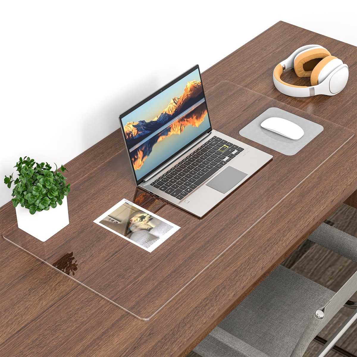 ORUPT CLEAR DESK MAT、DESK COVER CLEAR Protector、丸いエッジ付きの滑り止めPVCクリアデスク ...