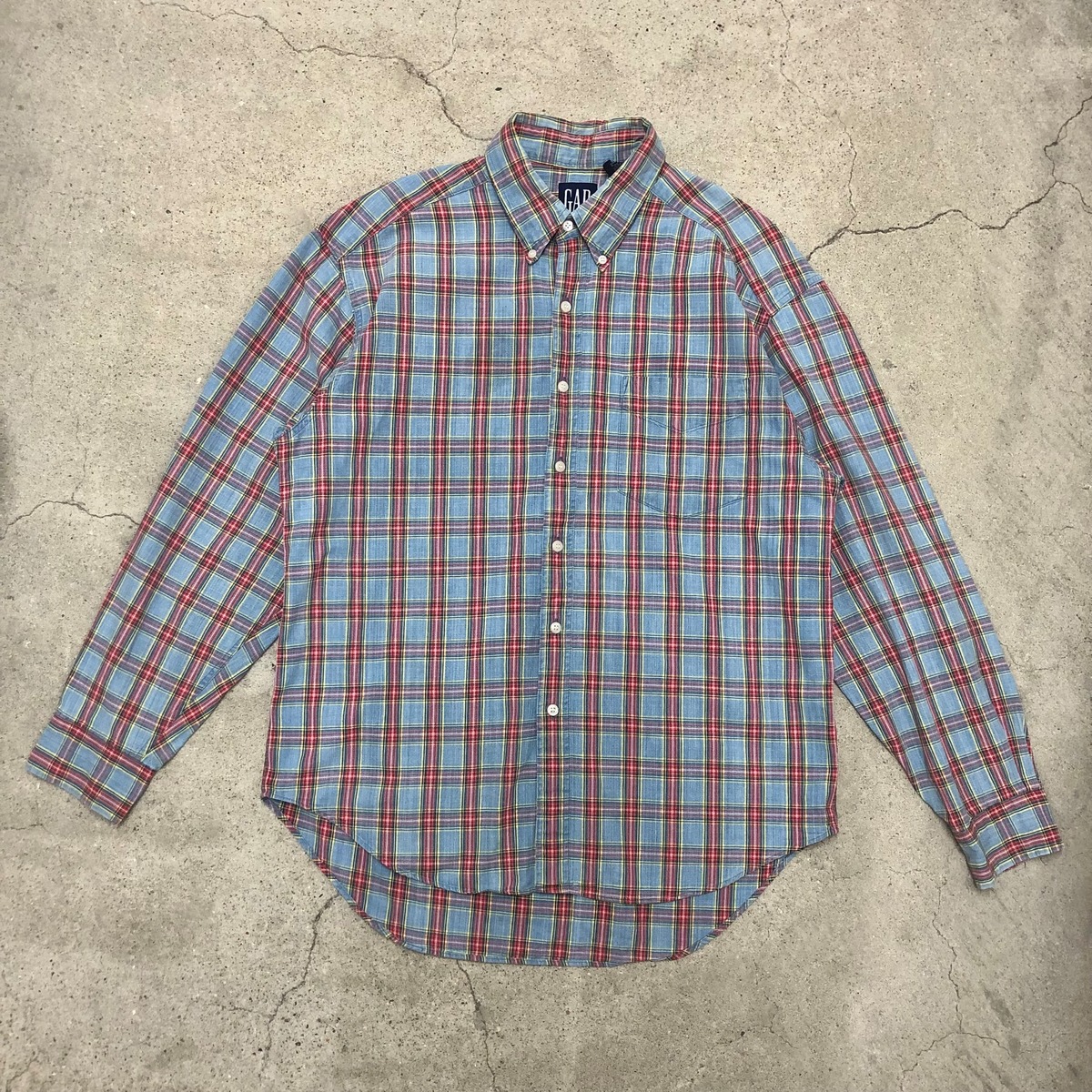 90s OLD GAP/Check BD L/S Shirt/L/チェック柄/ボタンダウンシャツ/長袖/ブルー/レッド/ギャップ/オールド ...