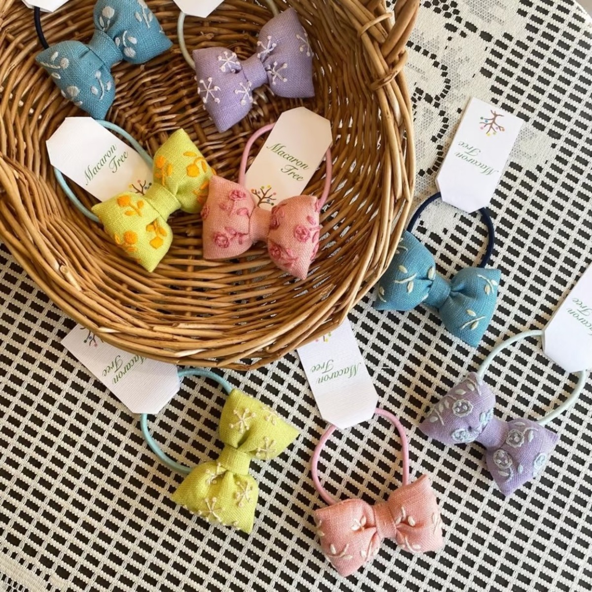 【Macaron Tree】手刺繍リボンのヘアゴム | coromani