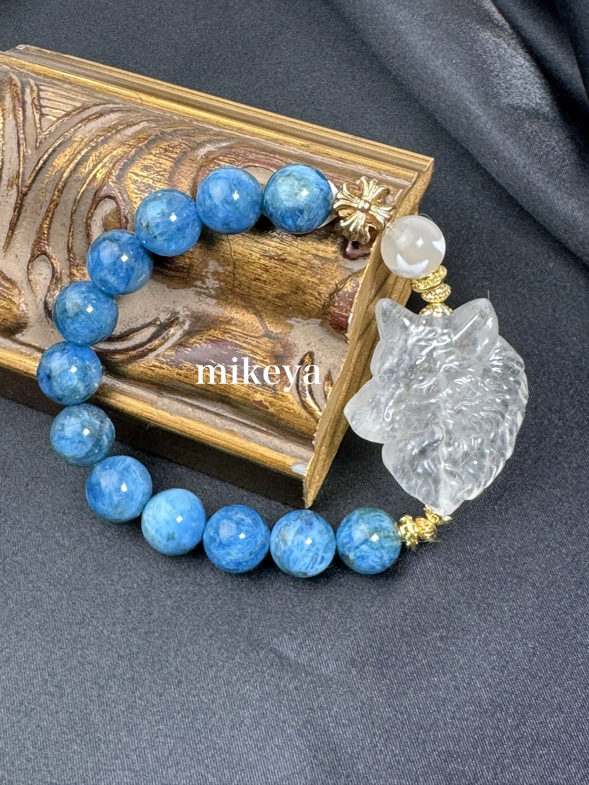 水晶（オオカミ） アパタイト 日月星天珠 | MIKEYA