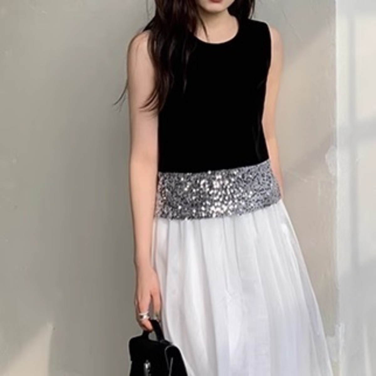 sequin and velvet patchwork top＜t2124＞ | AMOR&ALMA