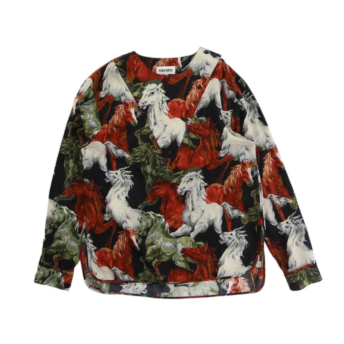 【CUBA】Japanese Brand "KENZO" fabric 100% silk horse pattern pullover ...
