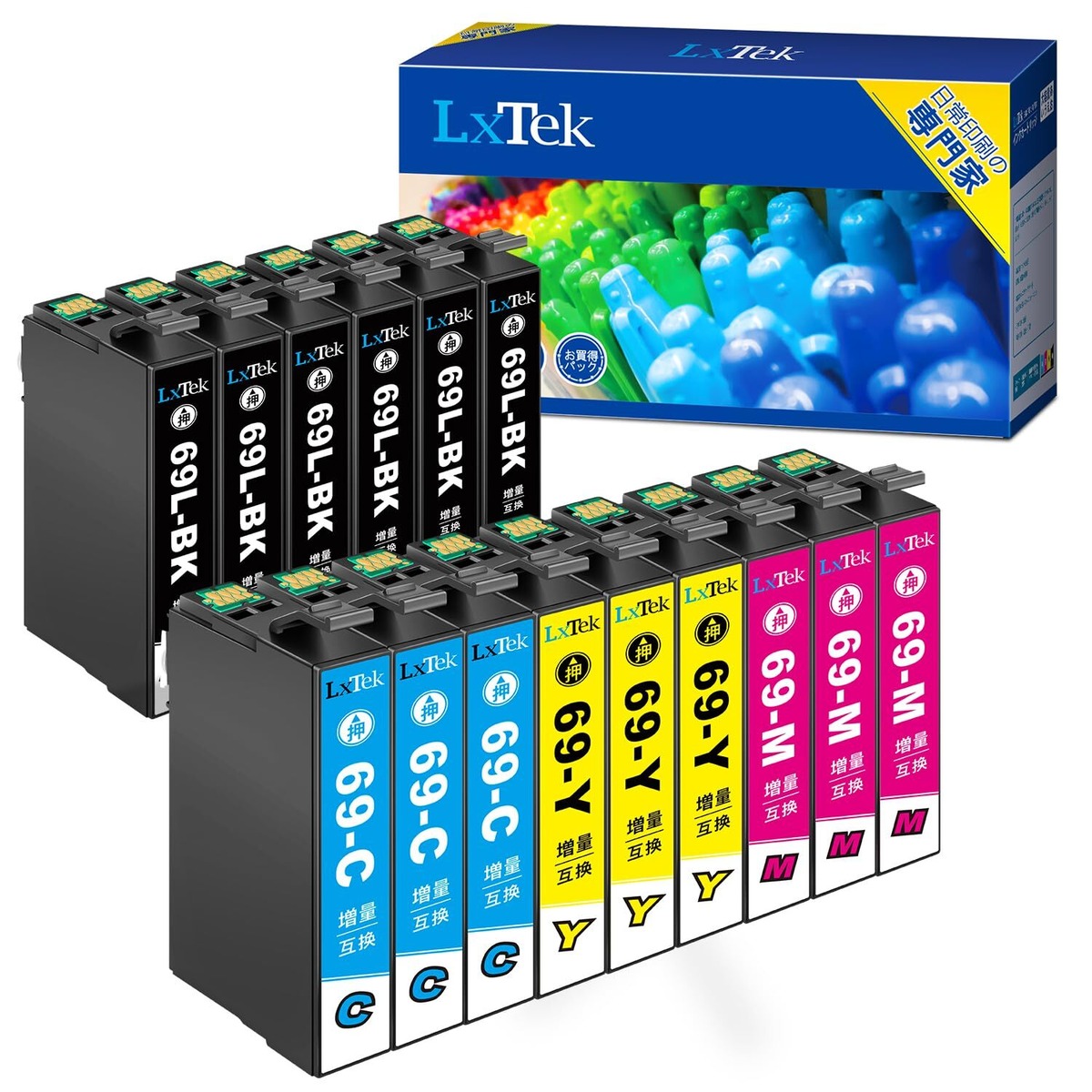 【数量限定】砂時計 インク IC69 4色セット*3+黒3本(合計15本) 大容量/説明書付/残量表示/個包装 エプソン(Epson)用 PX-105 PX-045A 互換インクカートリッジ ...