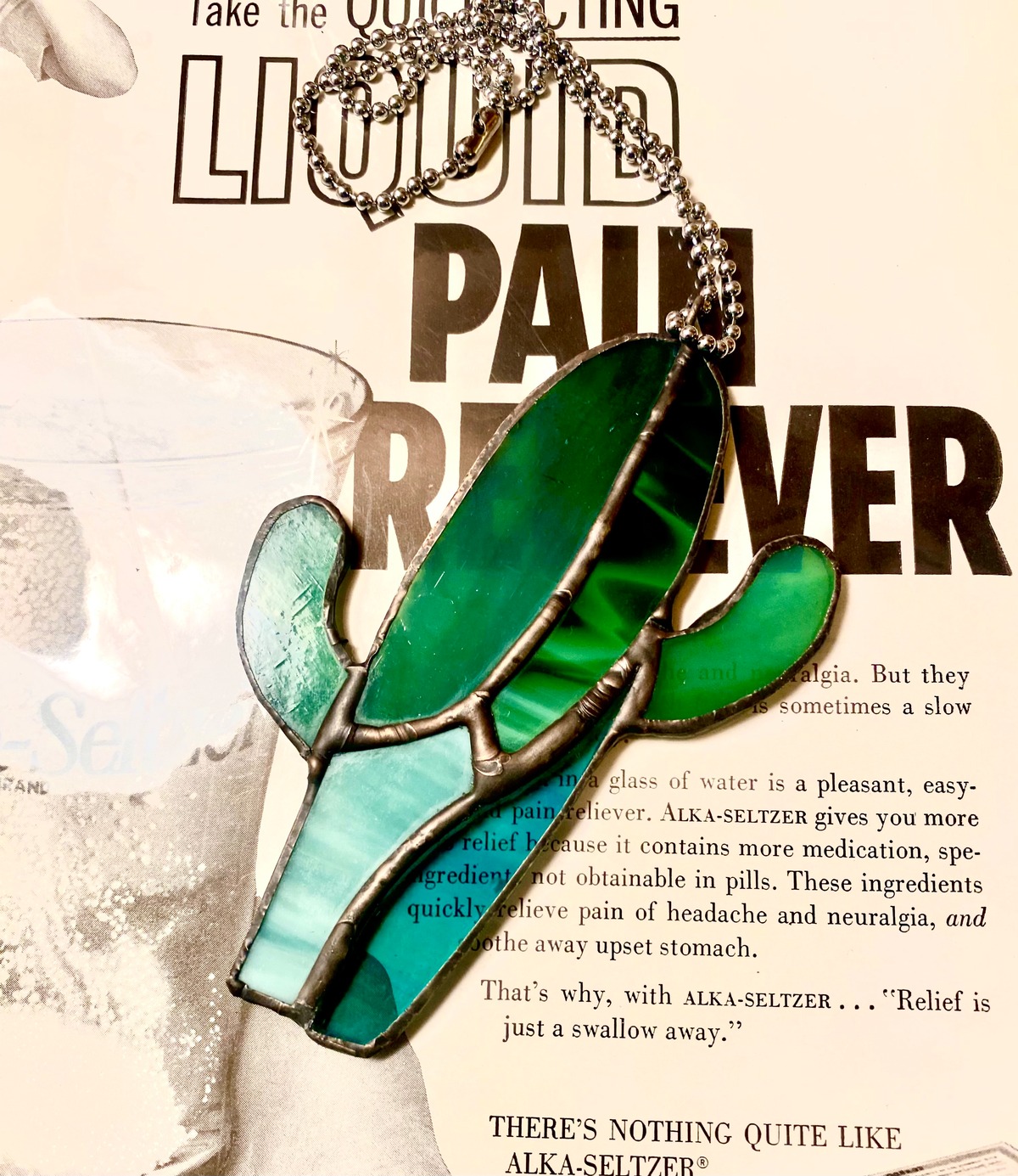 サボテン ステンドグラス サンキャッチャー Green x Blue L size | Heimer’s