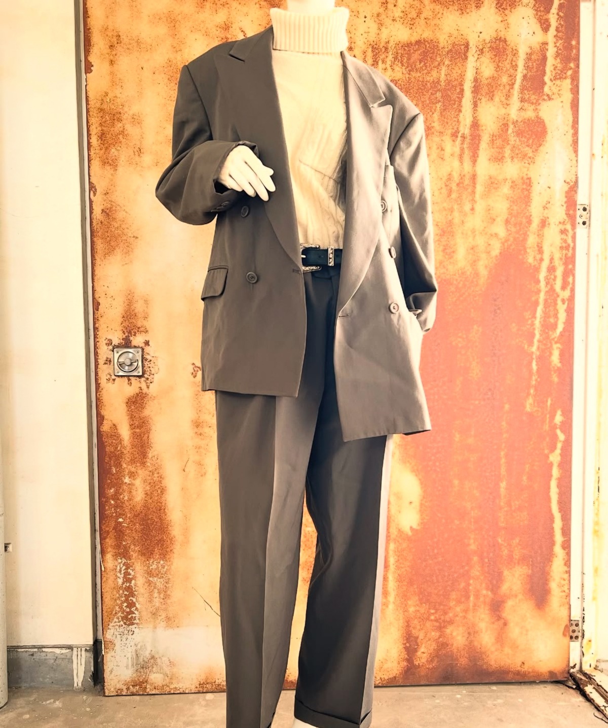 80's〜 JNORAVANTI "charcoal colour" double breast suits set up 【M】 | JUKEBOX