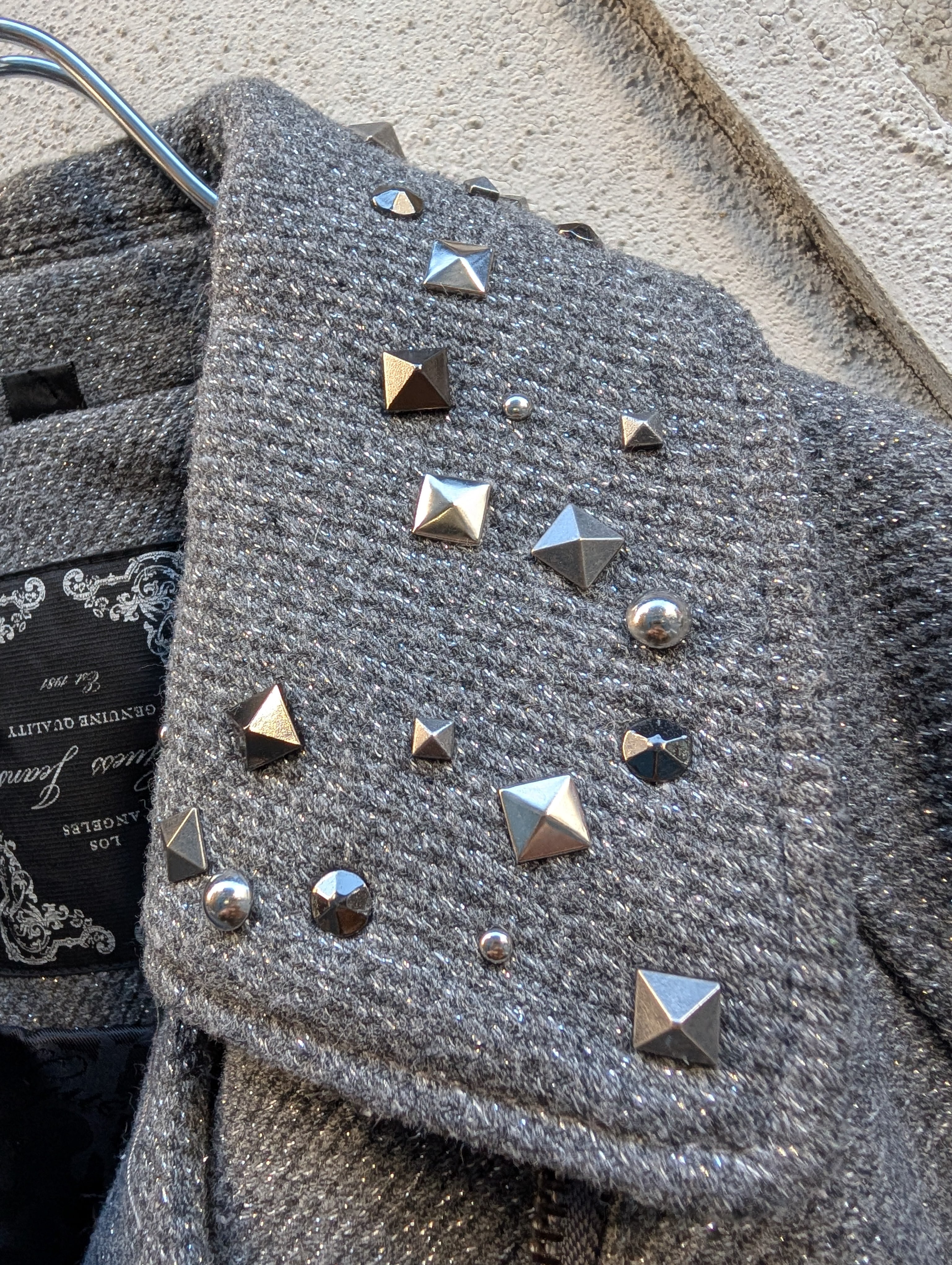 "GUESS" lame & studs design riders jacket | 深緑オンライン