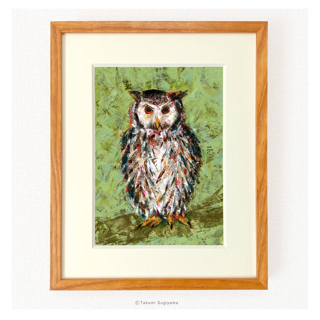 杉山巧 原画 「ミミズク（浅緑）」 | Takumi Sugiyama web store