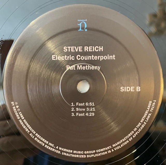 Steve Reich - Pat Metheny "Electric Counterpoint" LP | EAD RECORD