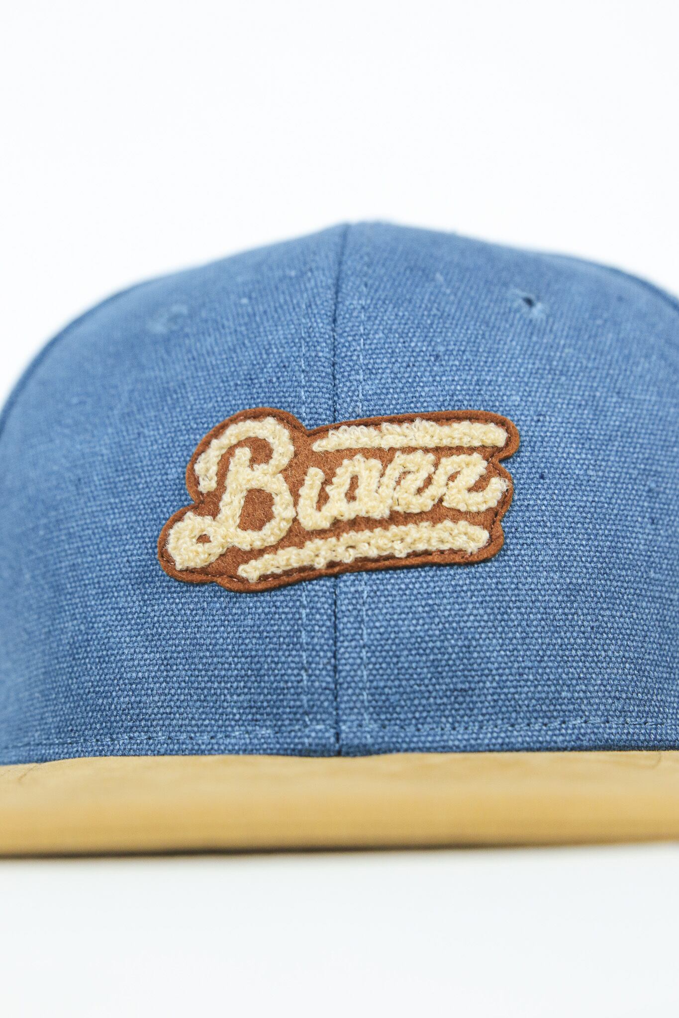 MOCO LOGO SUEDE PEAK WASHED CANVAS SNAPBACK [BLUE] | blazz works