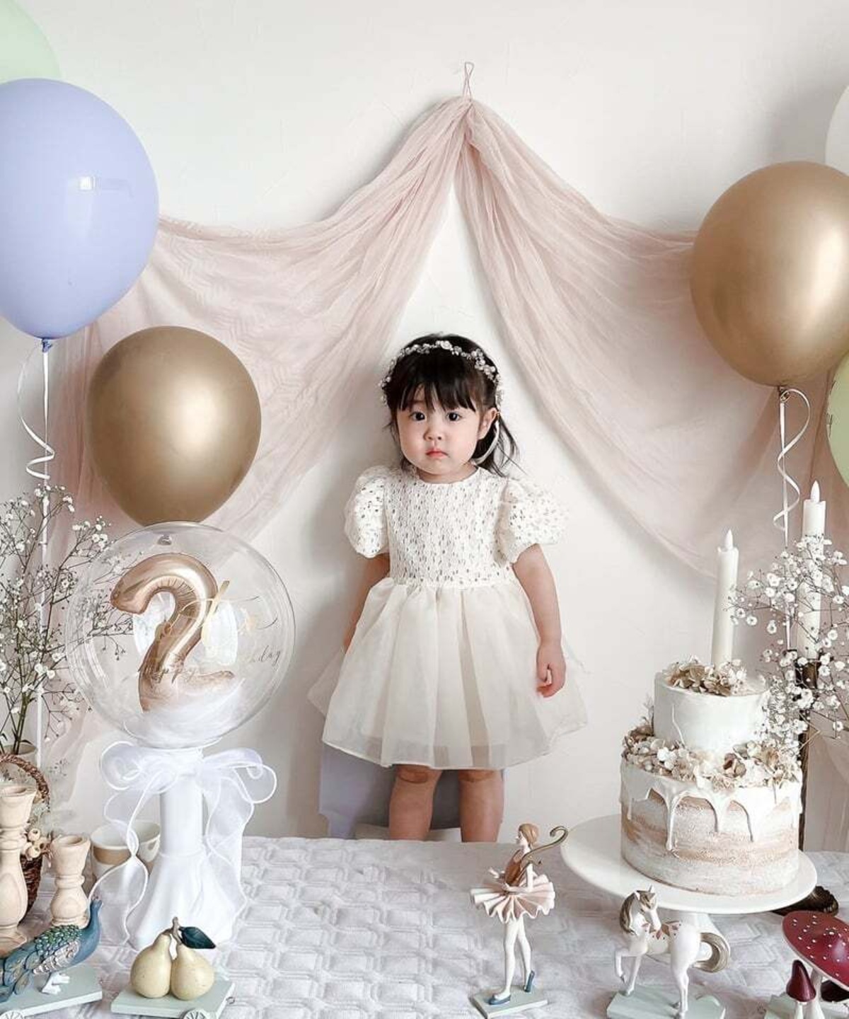 即納hibye balloon sleeve flower flare dress | alli