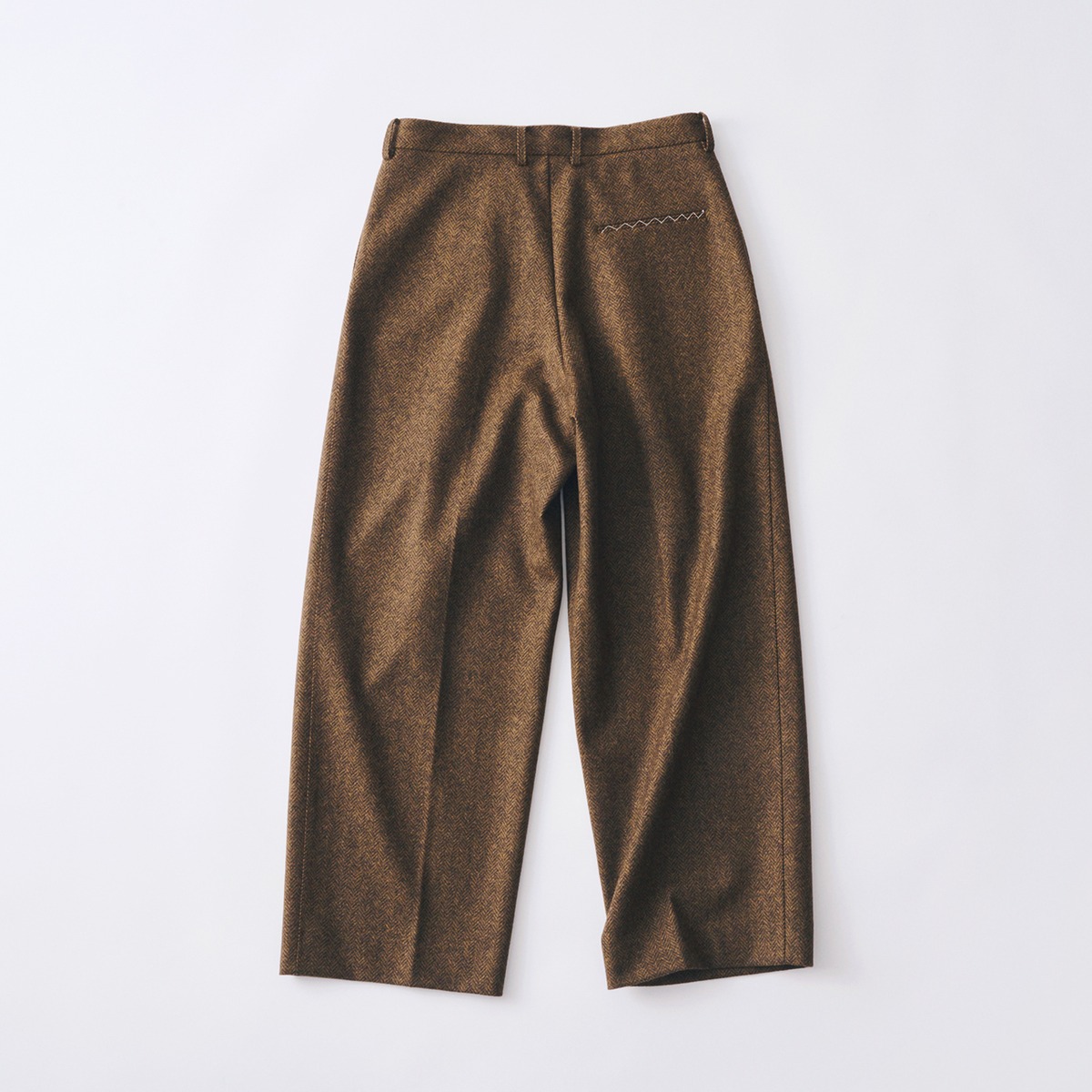 Herringbone Compression Wool Balancircular® One Tuck Tailored Wide ...