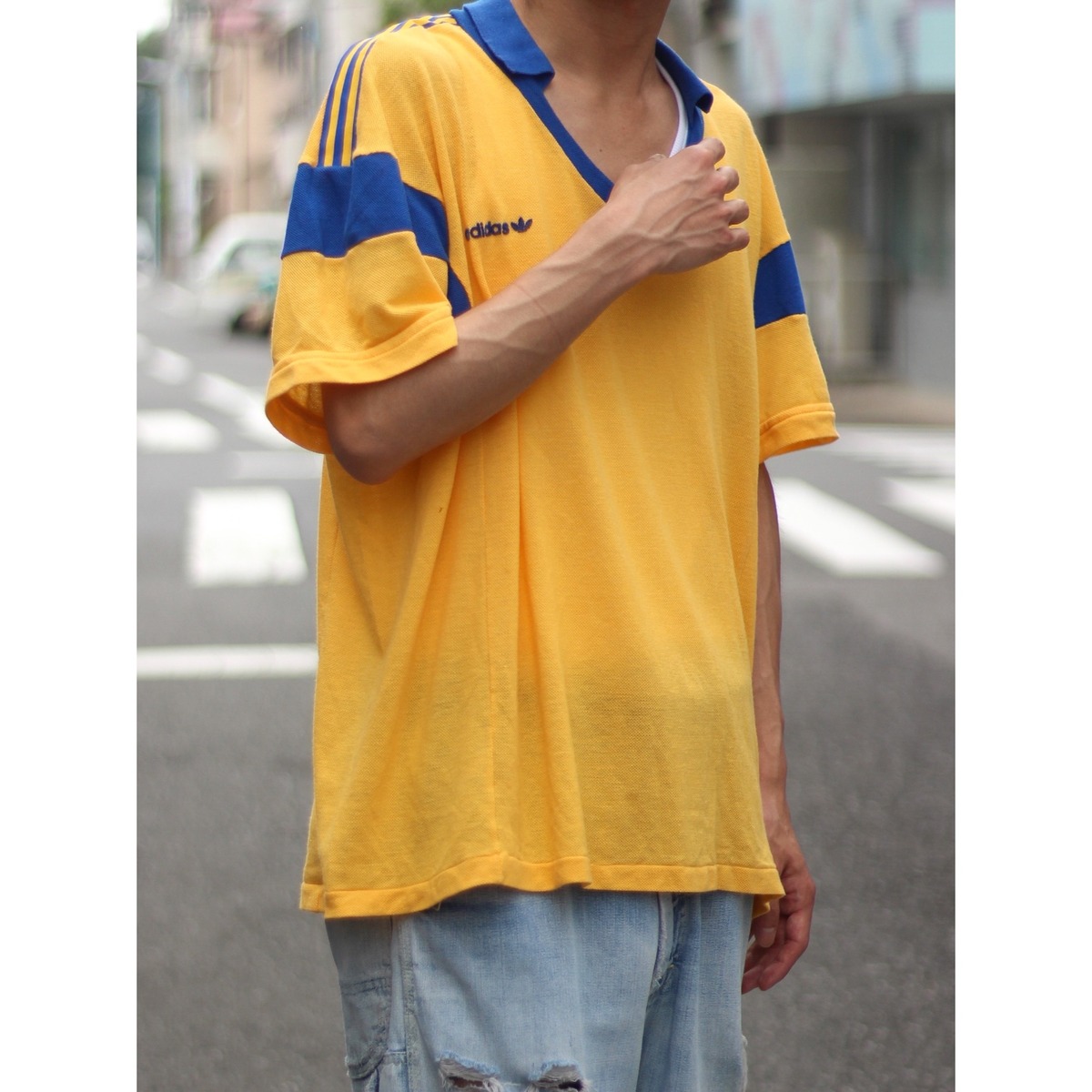 【CUBA】1970s vintage adidas VENTEX s/s game shirt made in France -7677- | cv