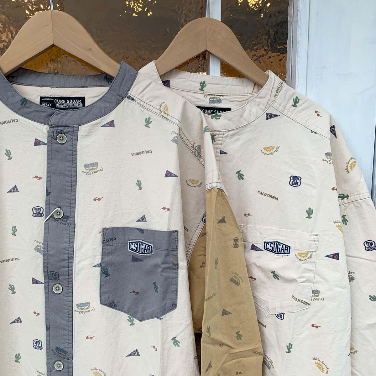 総柄プリント 長袖 ビッグシャツ ワンピース 《CUBESUGAR》キューブシュガー | ss2door