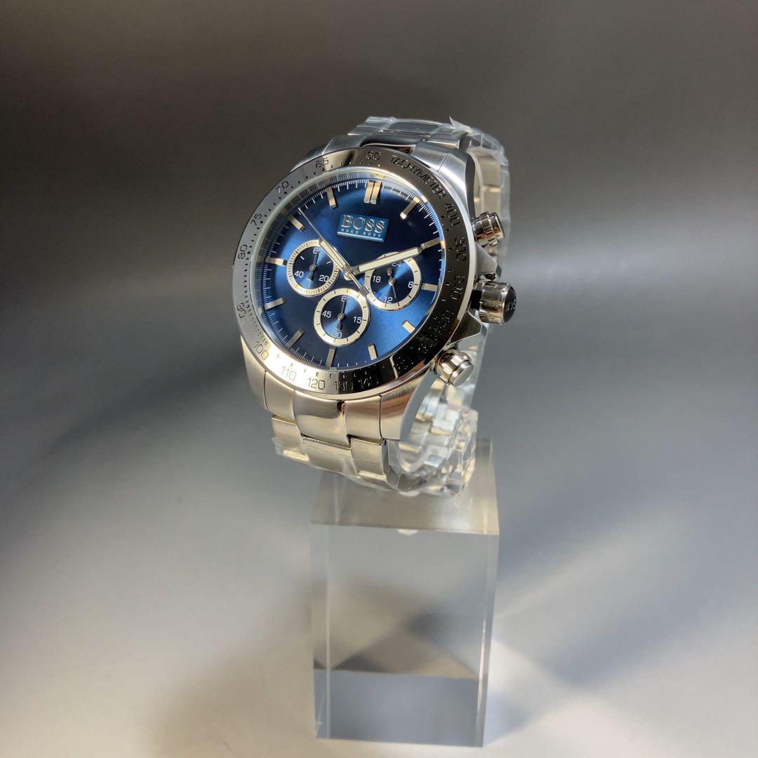 ★海外限定★新品即納 紳士ブランド ヒューゴボス ブルー文字盤 Hugo Boss クロノグラフ 男性用腕時計 メンズ クォーツ ...