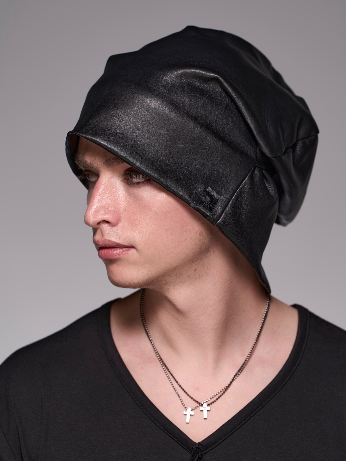 Stretch Leather Cap (BK) | DETRUIRE