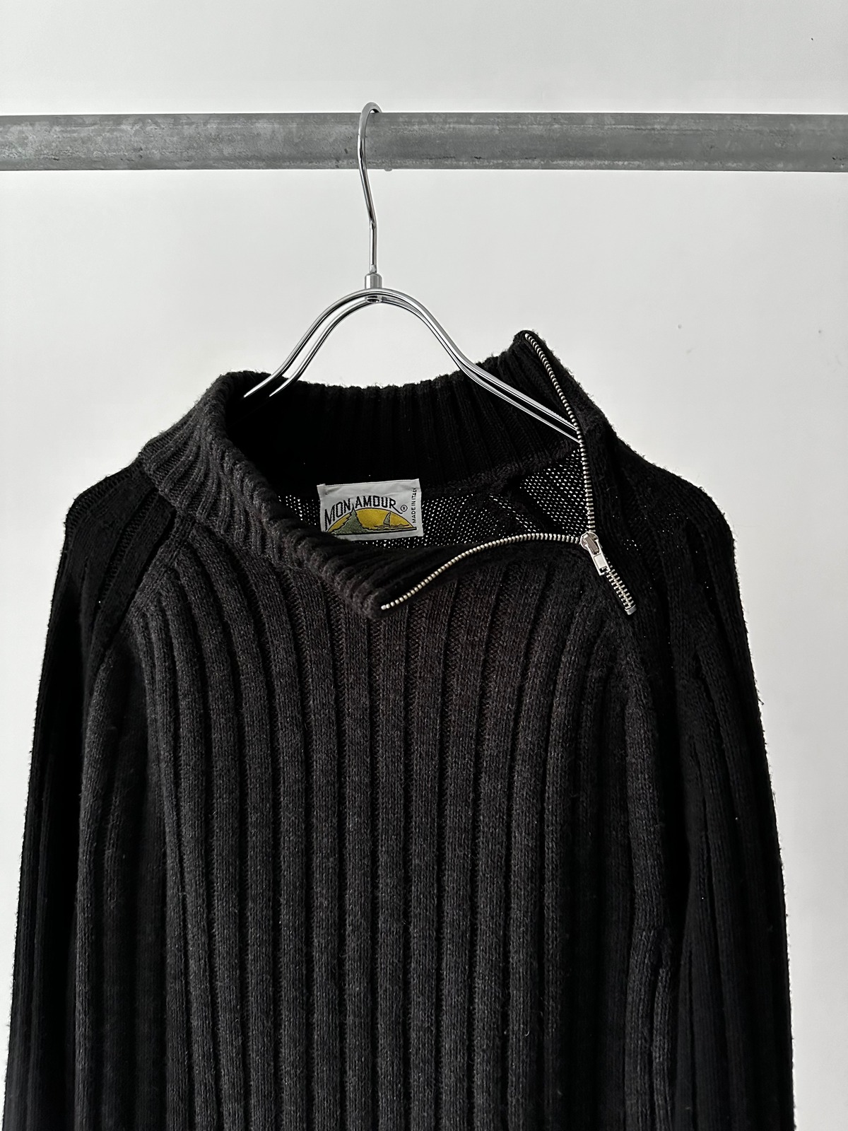 80's Diagonal zip knit | THE CUT UP