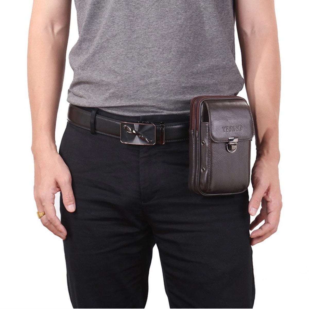 リアルレザー男性カジュアルデザイン多機能小型バッグ 1 ヴィンテージヒップボムベルトポーチファニーパックファッションウエストベルトパックポーチ ...