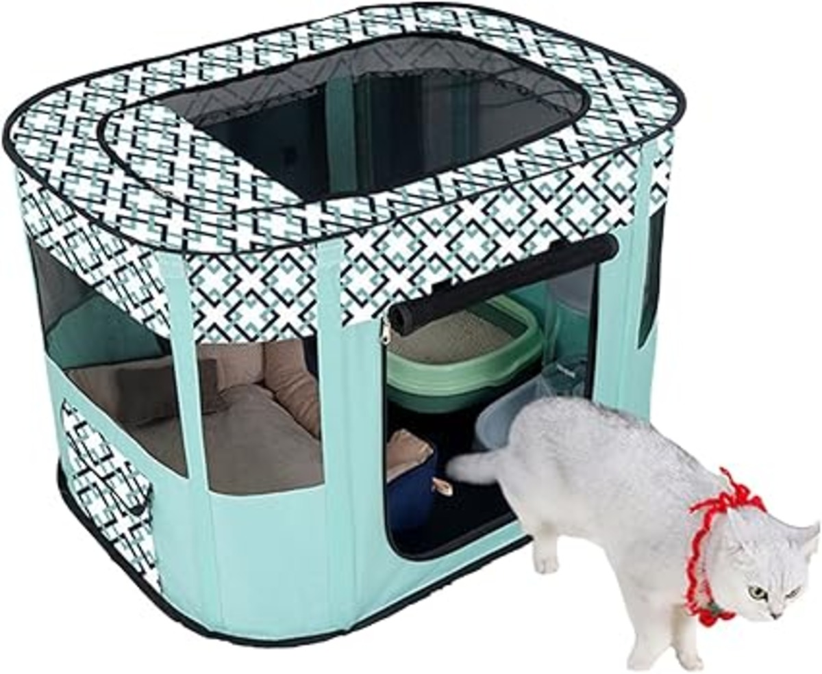 Cutety 持ち運べる 折りたたみ式 ペットサークル 犬 猫 防災 アウトドア サークル ゲージ 中型犬対応 (Mサイズ × ライムグリーン) | hero01