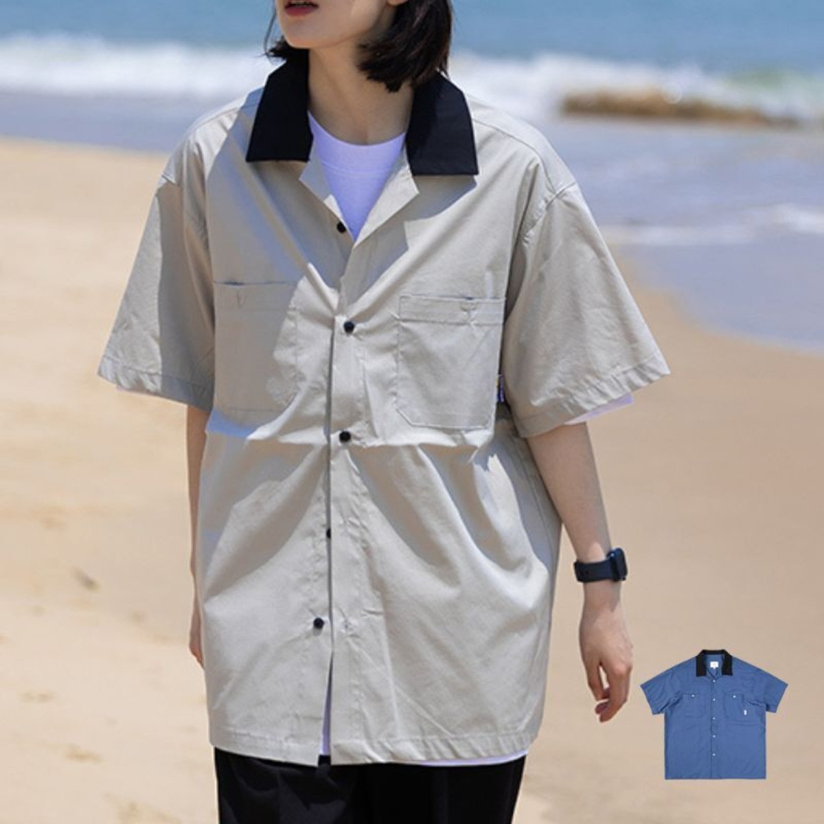 Contrast color shirt M12166 | Monoqlo+