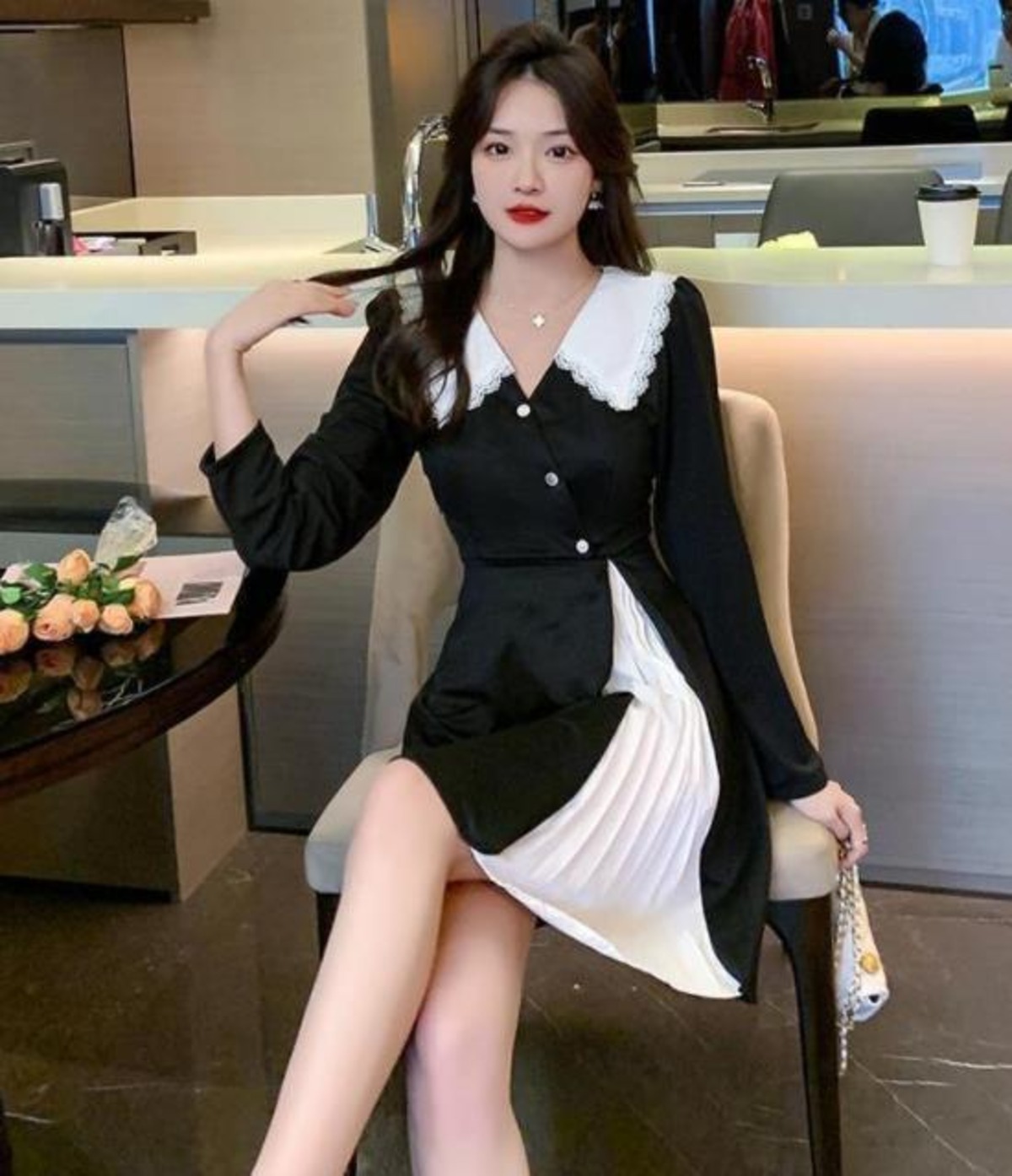 春秋新作 女 レディース ハイウエスト 長袖 ミニ ワンピース ドレス 台型スカート M-4XL | gizshop