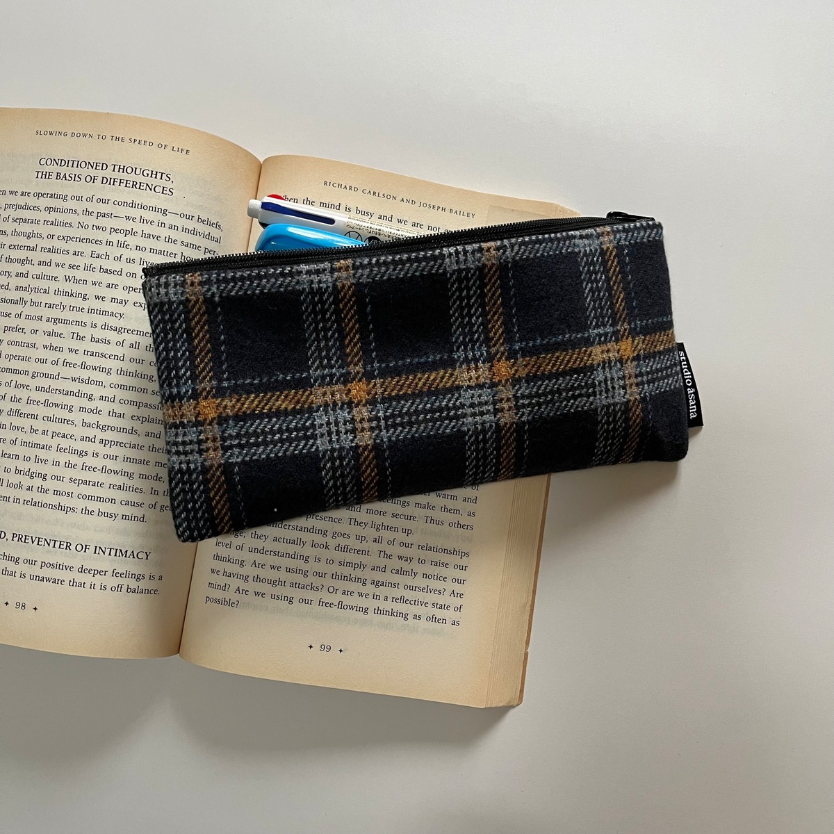 tweed pencil case (deep navy) | studio āsana