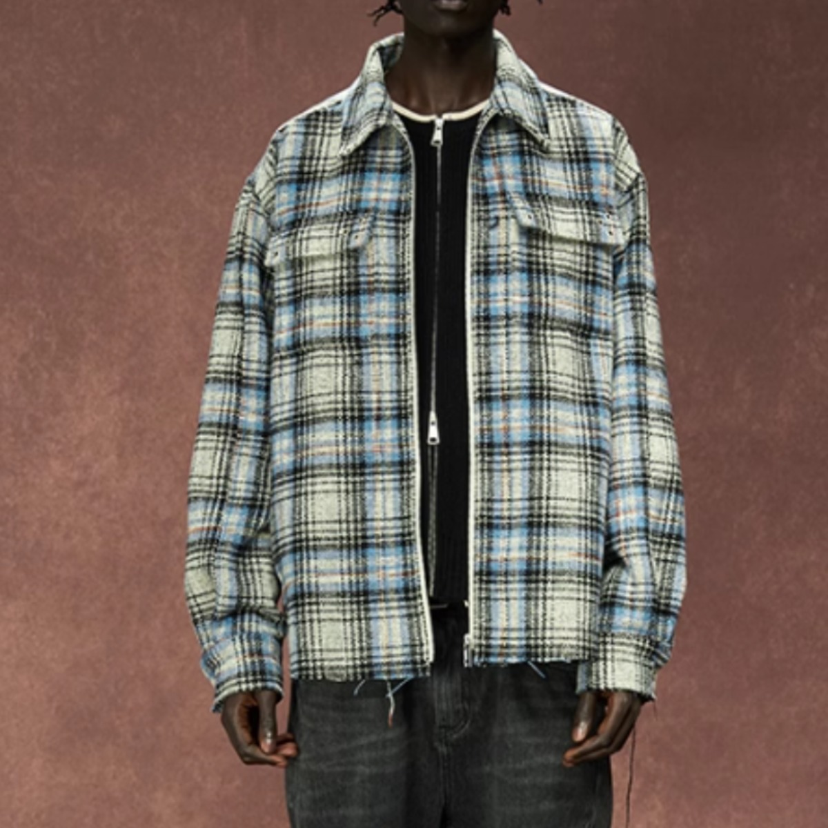 【DRIP4146】YAD Hemmed Cutout Zipper Check Jacket | DRIP | ドリップ