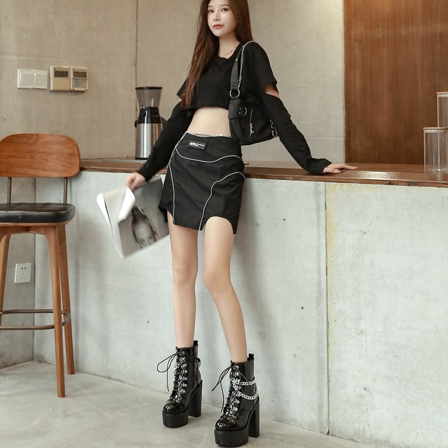 ロリィタシューズ レッド プラットフォーム ブーツスタイル パーティー