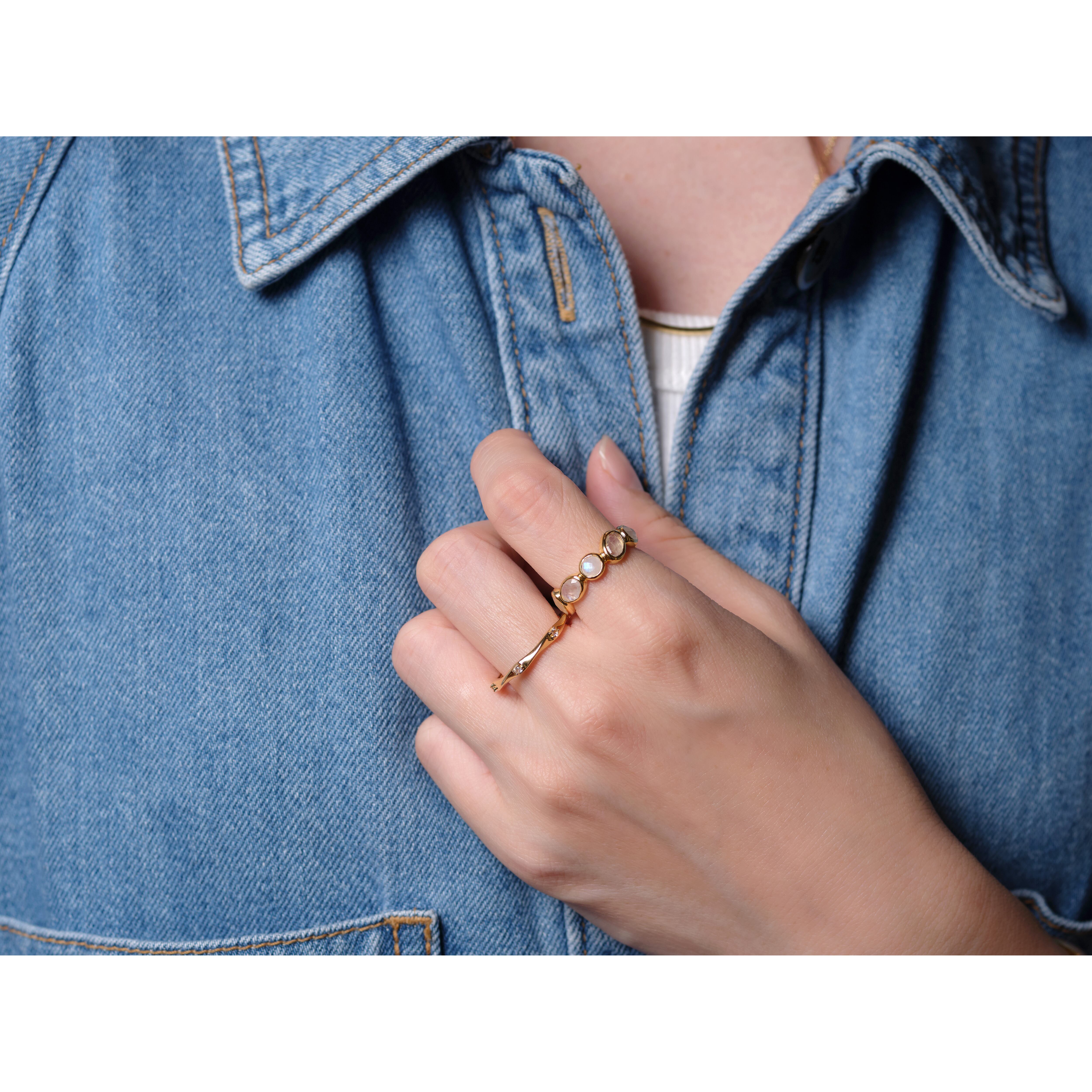 S925 RAINBOW MOON STONE ETERNITY RING | TOME JEWELRY