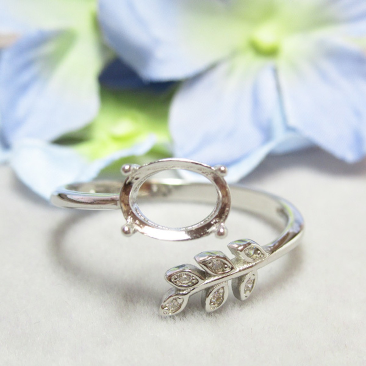 8×6㎜ リーフCZ スパイラル S925 リング台 SV | rue Sepia
