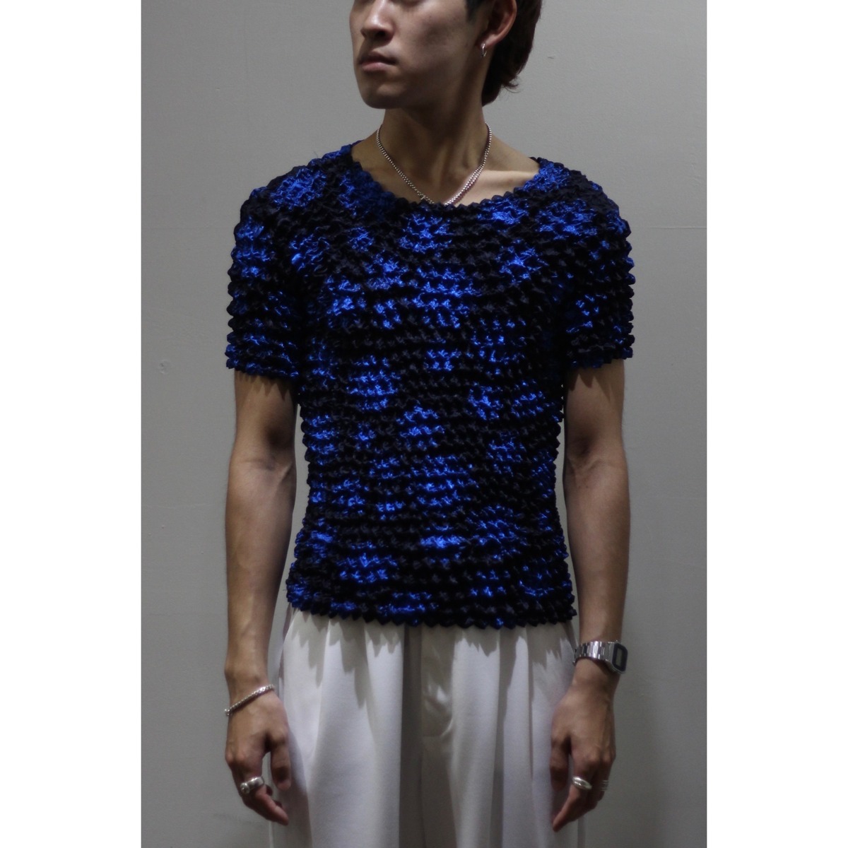 【COU】1990s blue×black popcorn cutsew -4591- | cv