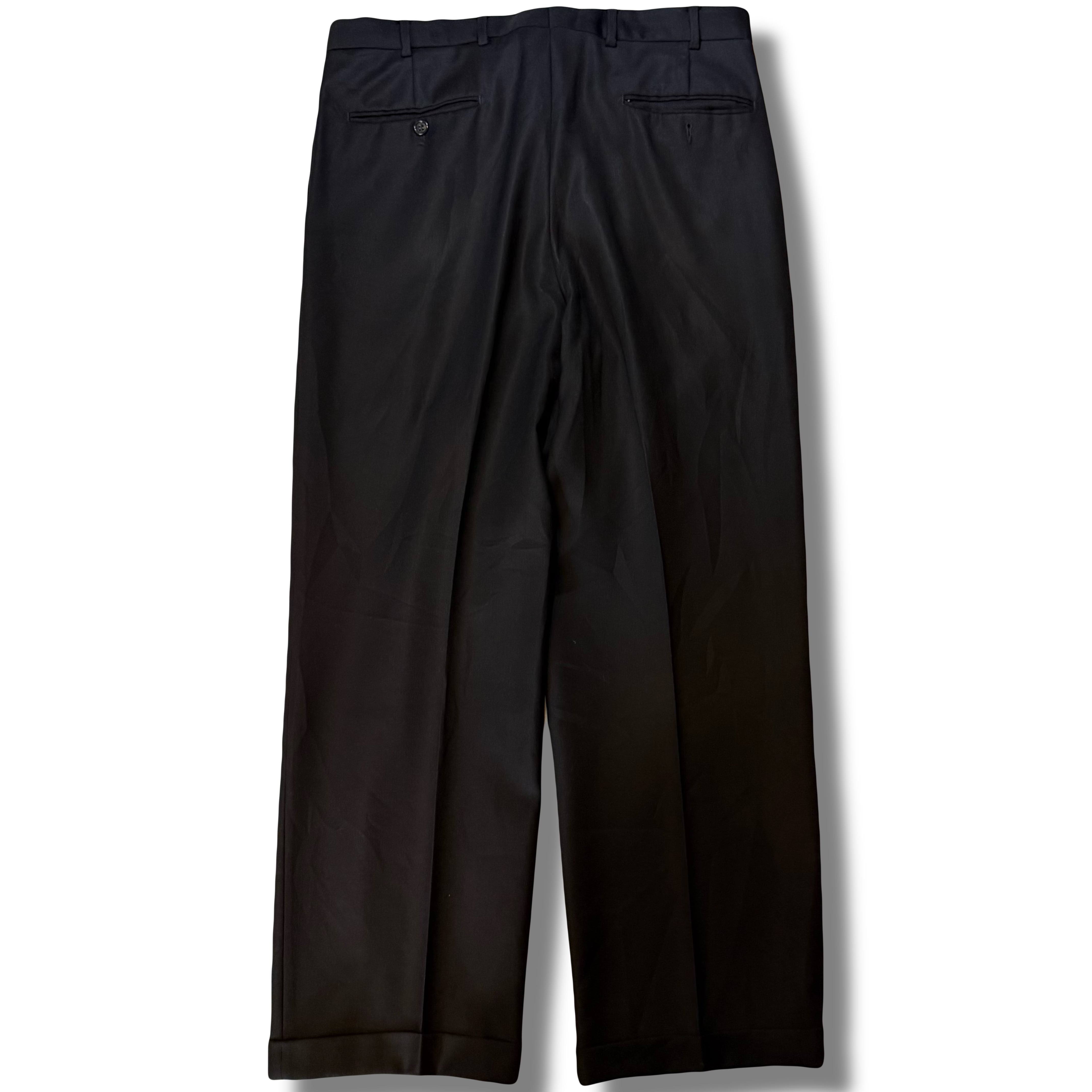 90s SARTORIA MENCHETTI 2Tuck Wool Gabardine Slacks "Black" | RIDDLE ...