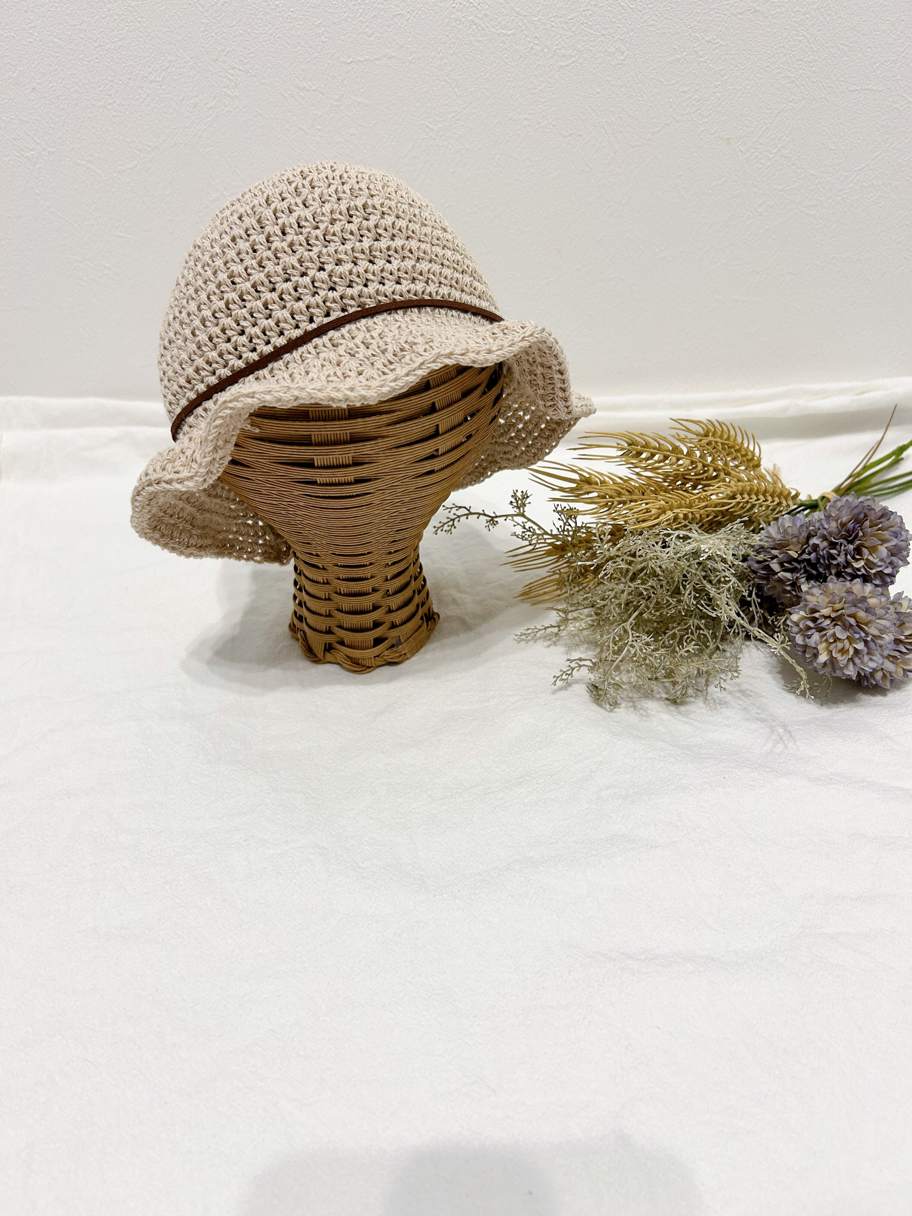 No.22 ベビー&キッズ コットンハット 麦わら帽子【受注品】 | Hi-Yu crochet