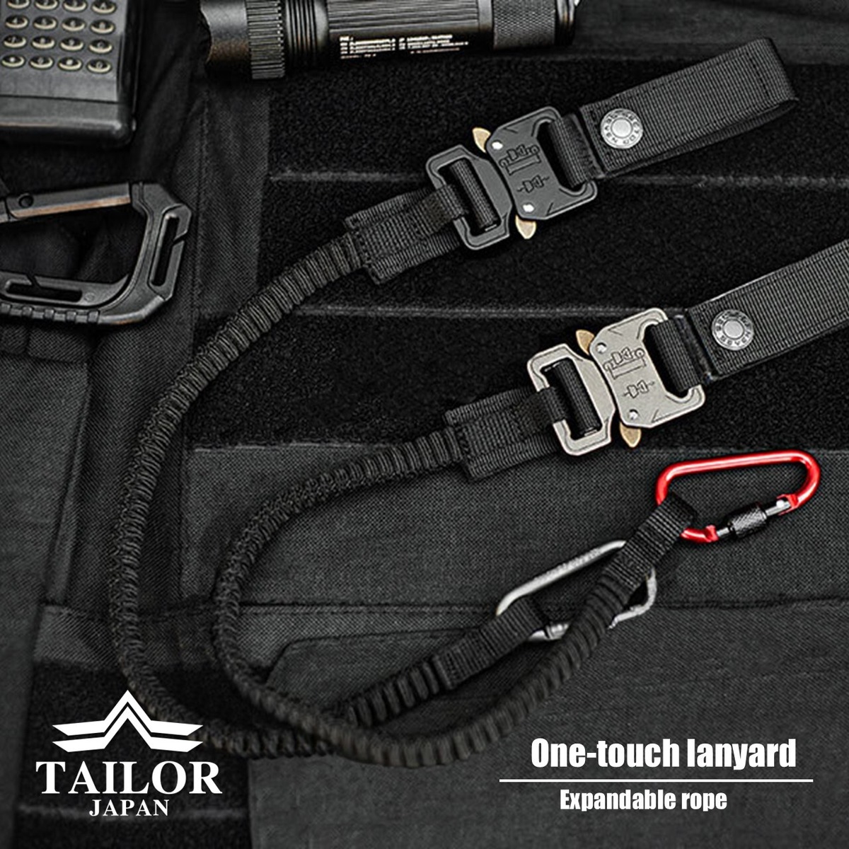 公式【TAILOR JAPAN/テイラージャパン】カールコードストラップ バンジーストラップ ワンタッチバックル ナイロンストラップ 伸縮 ...