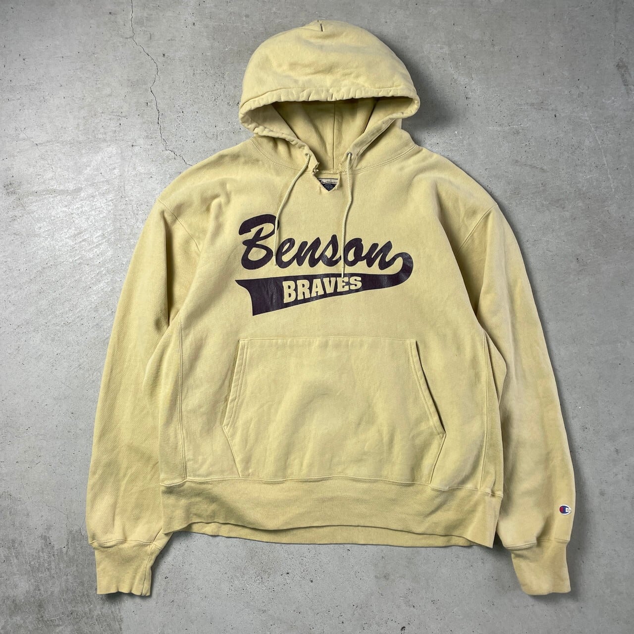 00年代 Champion チャンピオン プレミアムリバースウィーブ BENSON BRAVES チームロゴ スウェットパーカー メンズ2XL ...