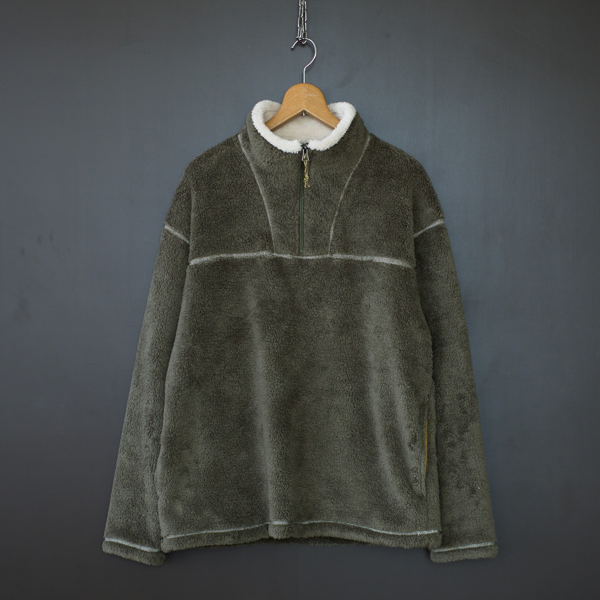 【coochucamp】Happy Fleece Half Zip Sweater (khaki) | dros dro