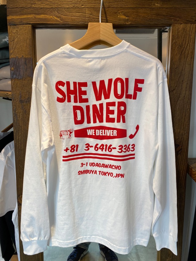 SWD ORIGINAL long t-shirt heavy weight No2(WHITE/RED) | shewolfdiner