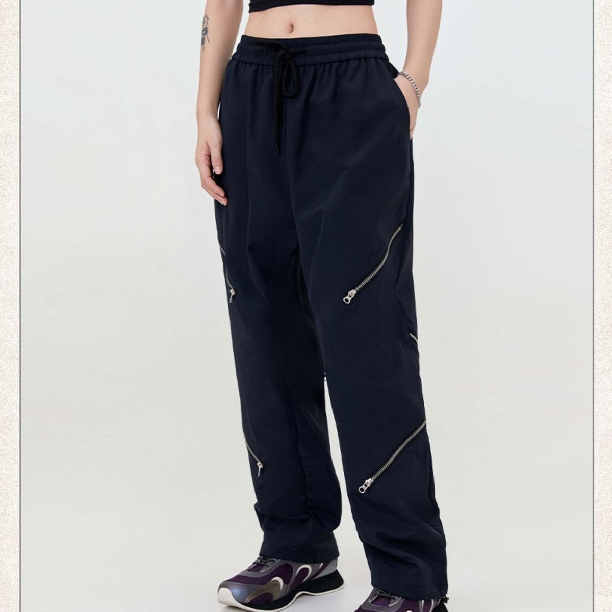 P15789 男 ワイド ボトムス カーゴパンツ カジュアル 2023秋新作 ストレート ファスナー | LunaMart