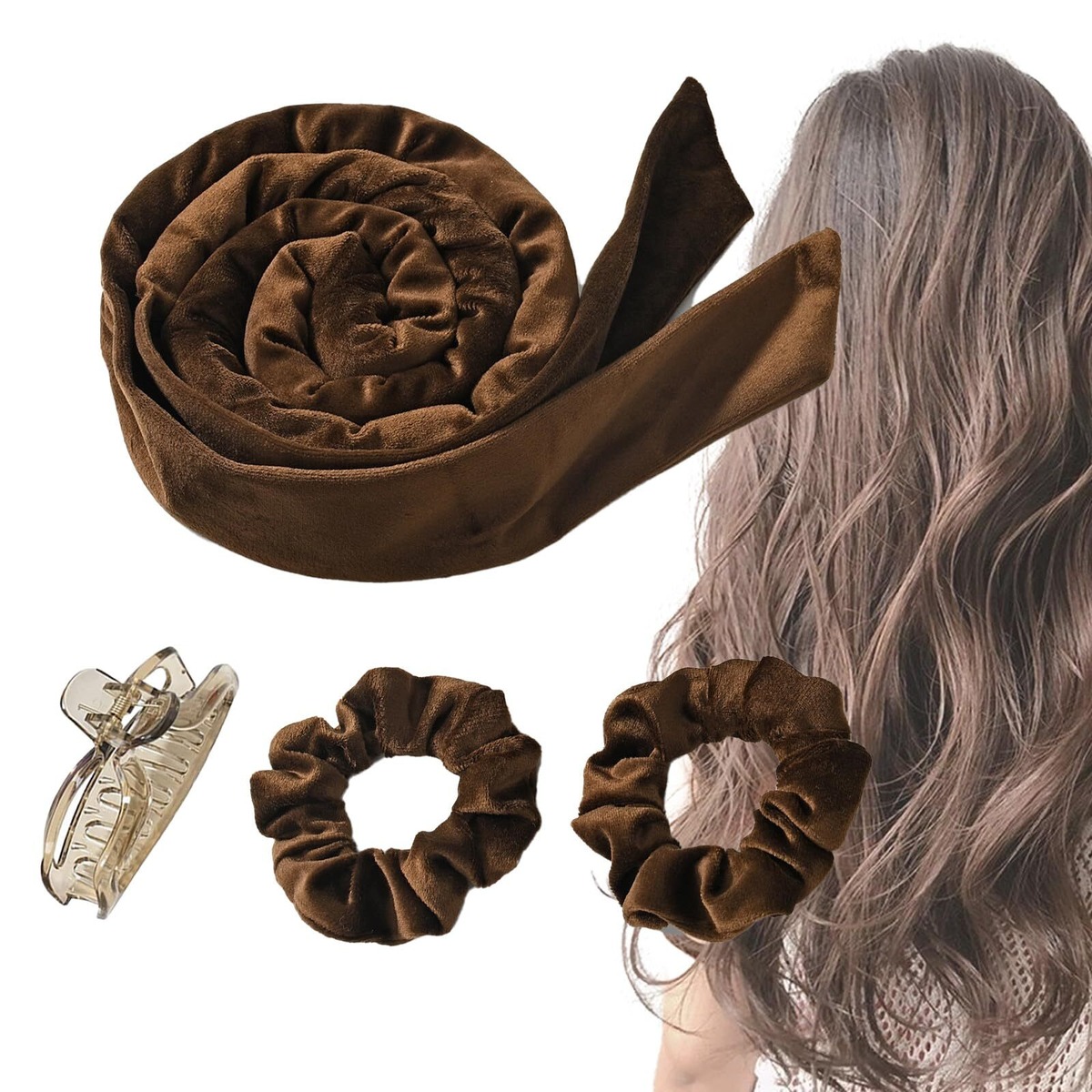 カーラー 巻き髪 寝ながら hair curler ヒートレスヘアカーラー ヘアアレンジ グッズ (ブラウン) | スピード配送shopミホーク