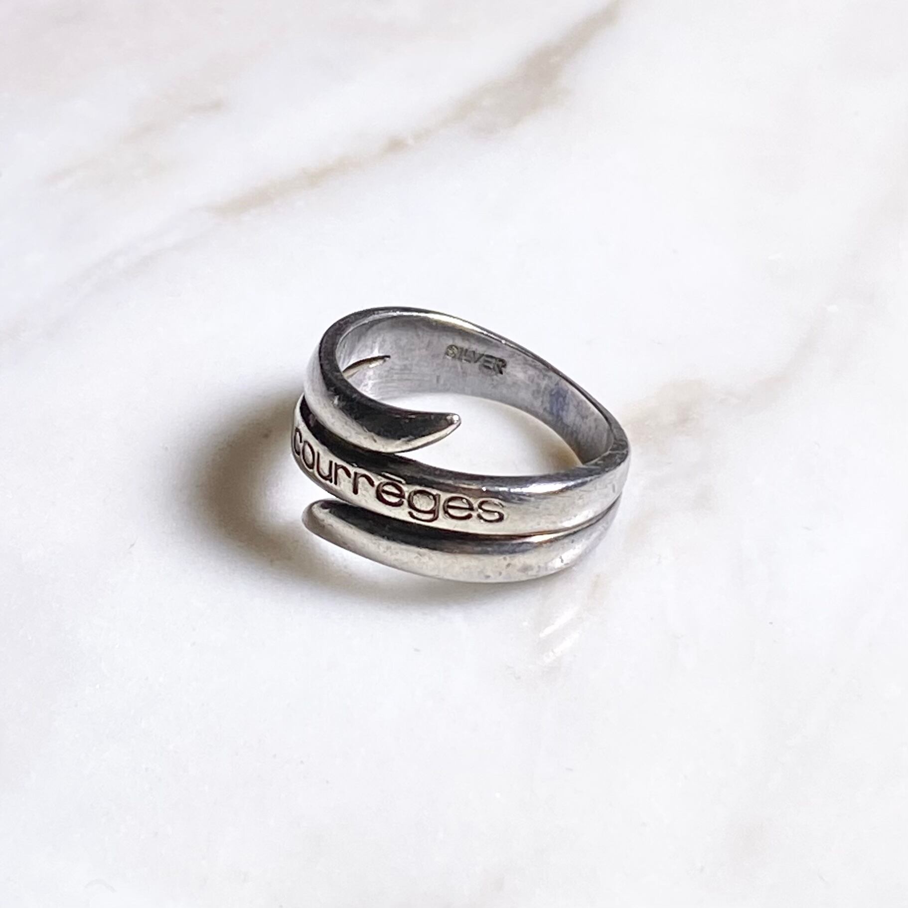 COURREGES silver snake design ring | NOIR ONLINE
