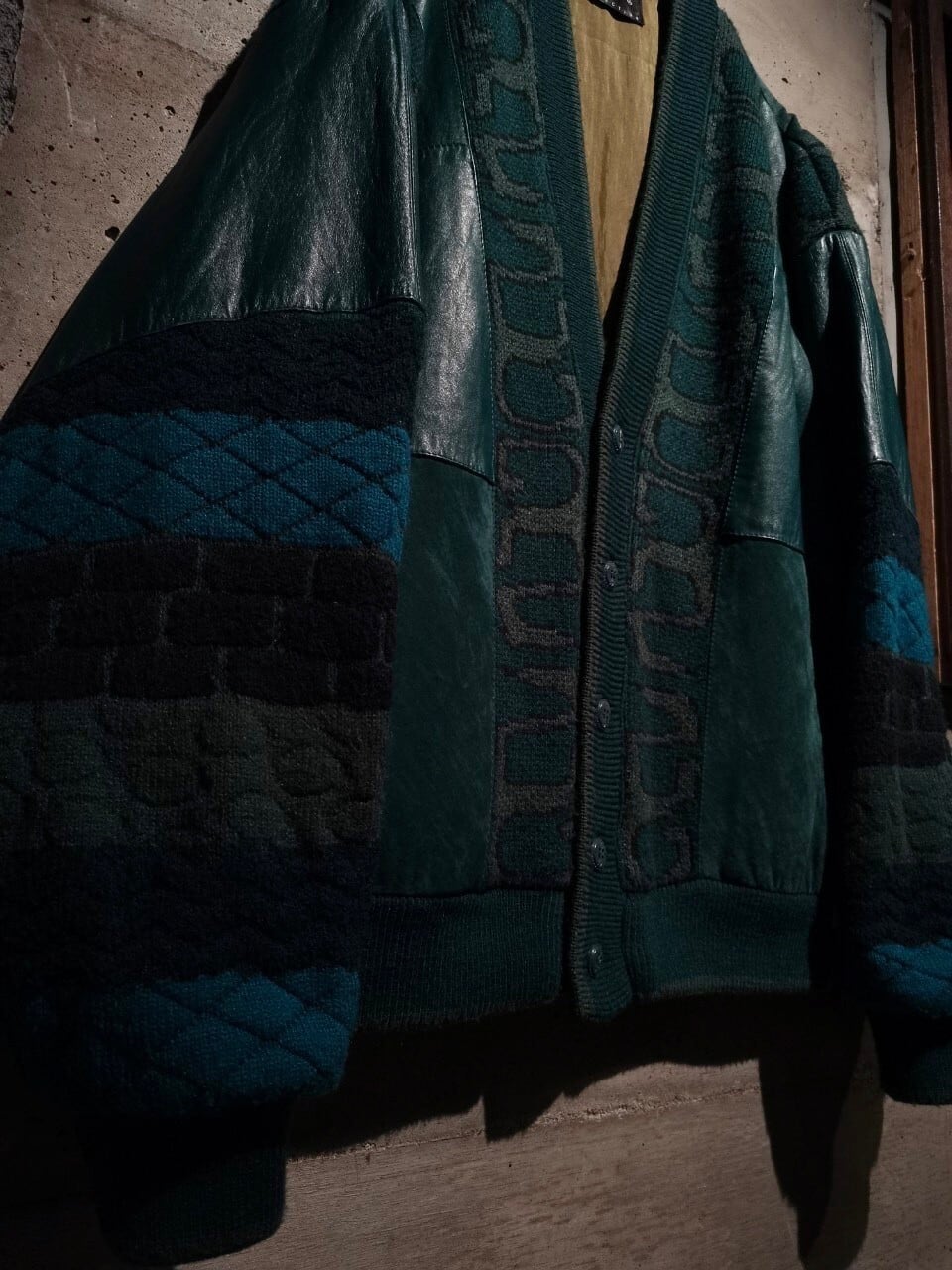 【Caka】"SAXONY" "極上" Leather Switching Vintage Loose Cardigan Jacket ...