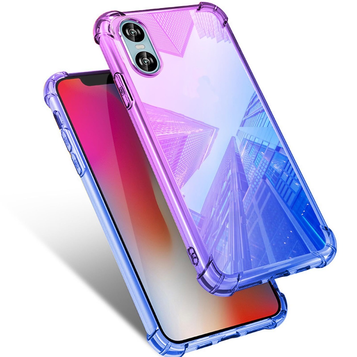 Xperia 10 VI ケース クリア SO-52E SOG14 XQ-ES44 カバー 耐衝撃 薄型 グラデーション 透明 TPUバンパー 薄型 軽量 取り出し易い 全面保護 おしゃれ ...