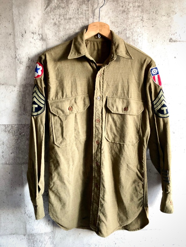 30s 40s WWII VINTAGE US.ARMY M37 WOOL FLANNEL SHIRTS M42 米軍実物 陸軍 ミリタリー ...