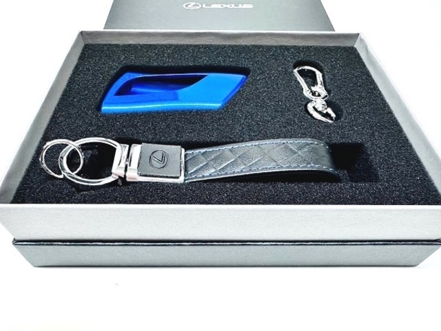 Lexus Premium Leather Key Folder with Blue Smart Access Key Cover Kit ...