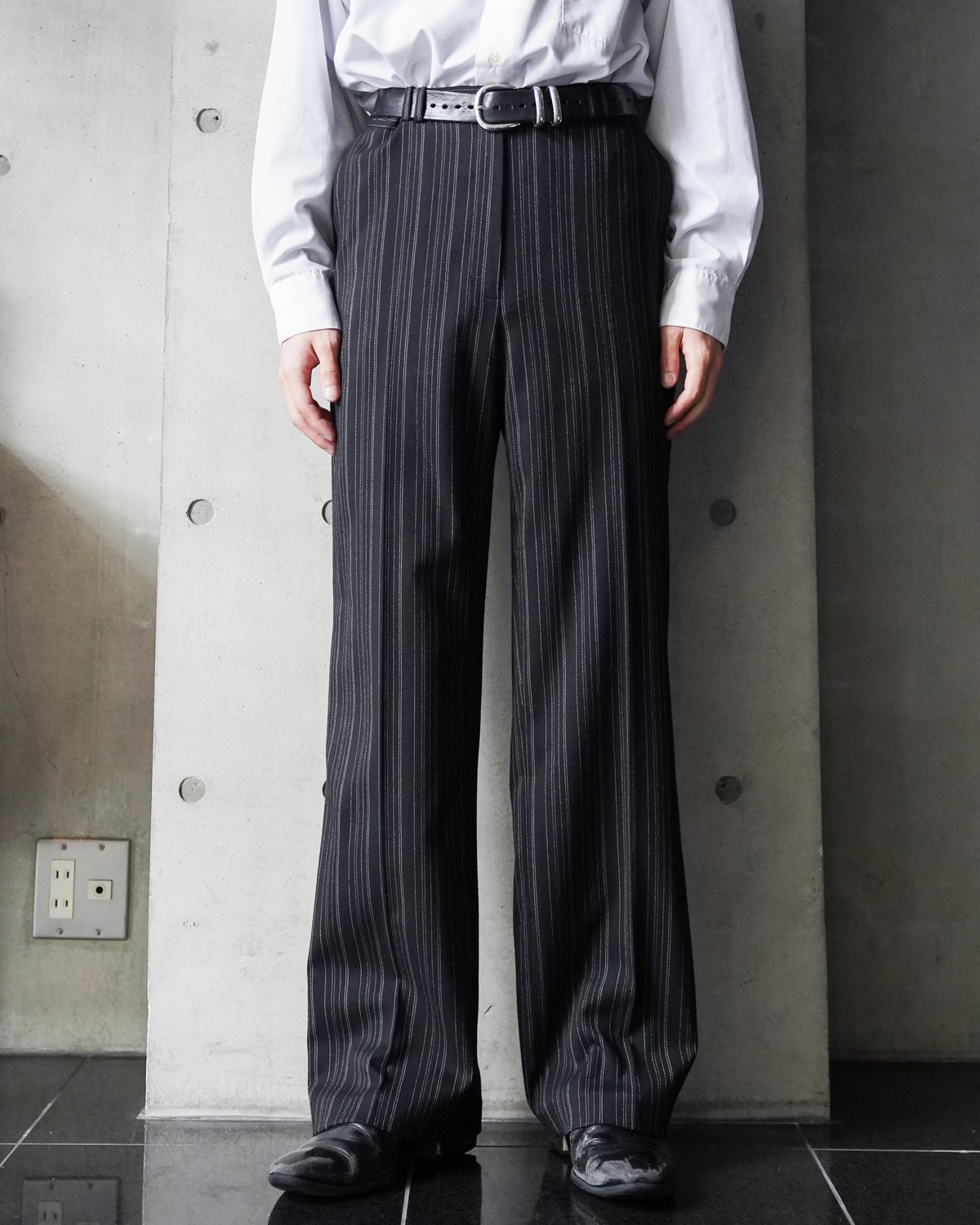 80s stripe wide dress flare trousers | Hype