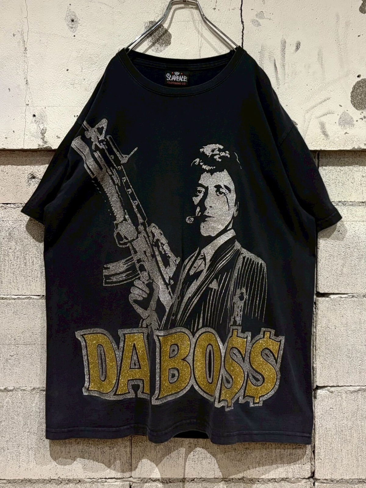 【Caka otto】"Scarface" Glitter Print Loose T-Shirt | Caka(カカ）下北沢古着屋、セレクトショップ