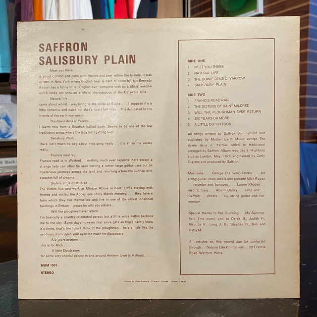 【LP】SAFFRON SUMMERFIELD/Salisbury Plain | SORC 中古アナログレコード専門店