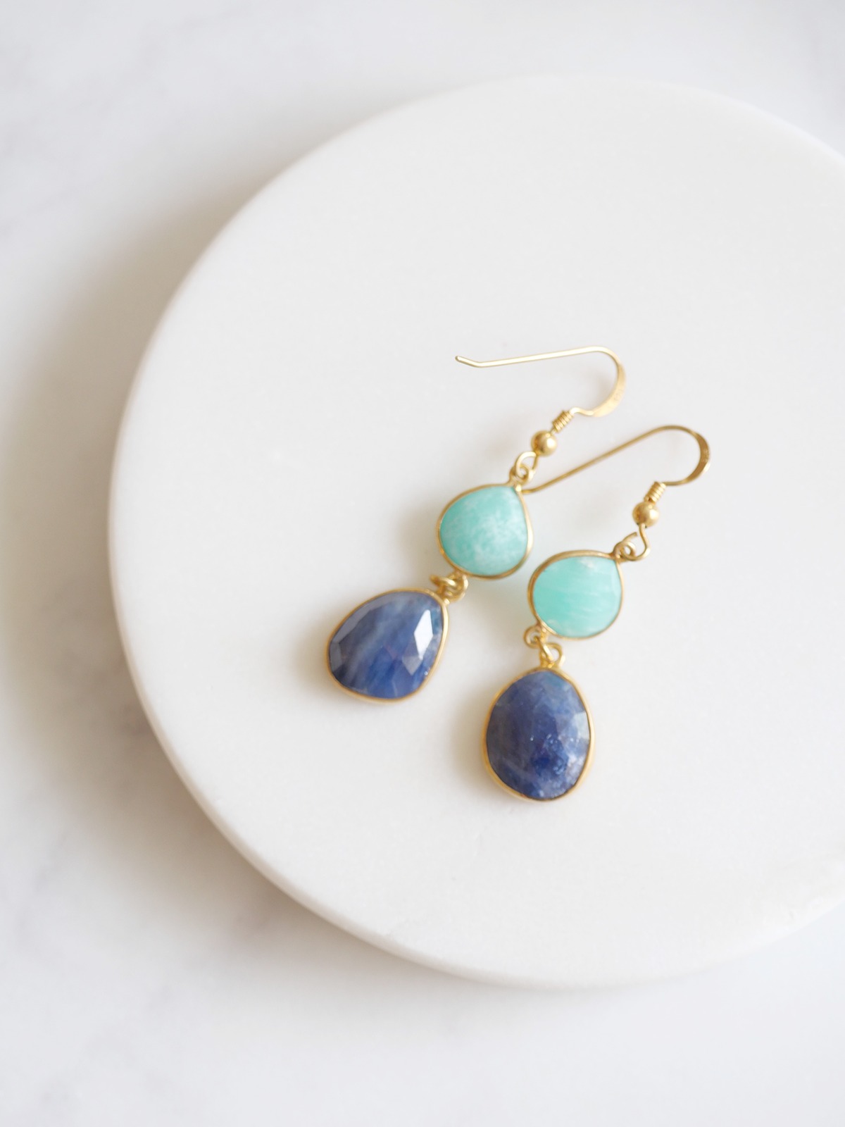Amazonite × Kyanite pierce Silver925 Gold Coated | Gioia Carina