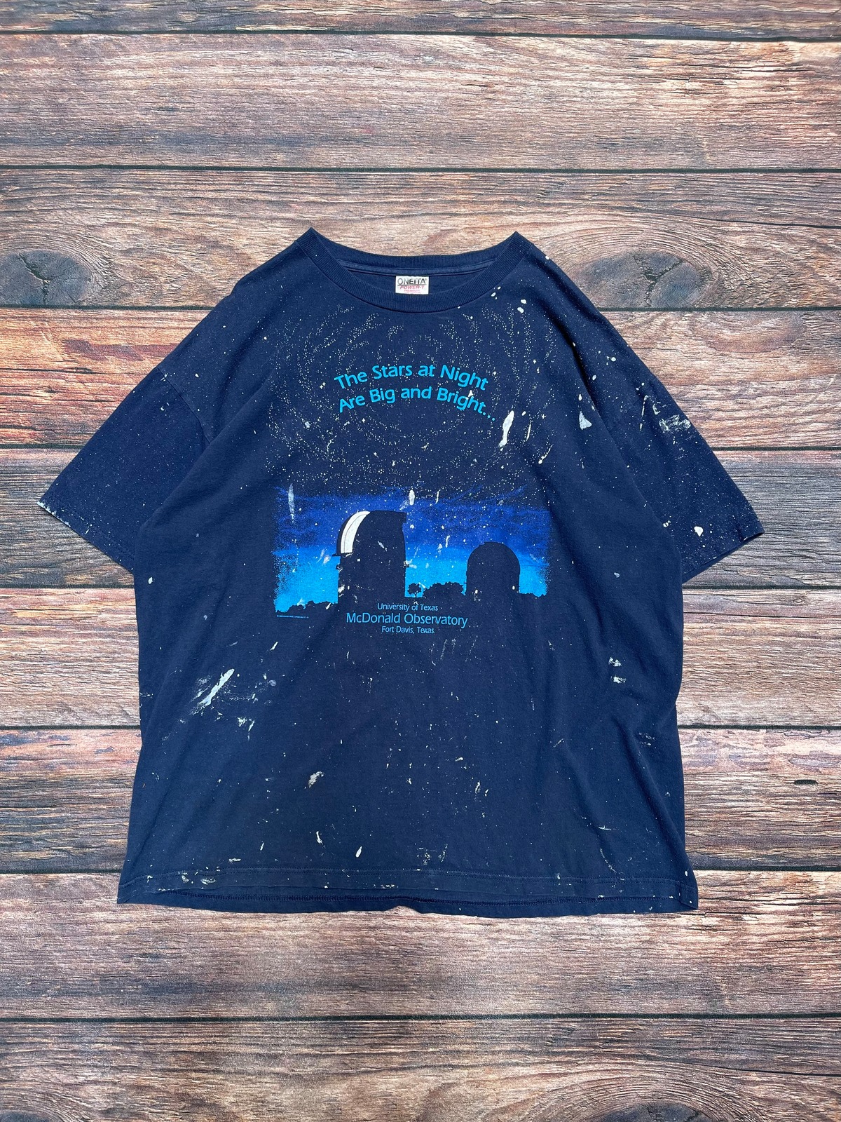 90's ONEITA 】マクドナルド展望台 宇宙 星 ペイント アート 半袖Tシャツ ネイビー 2XL | 古着屋DIGDIG