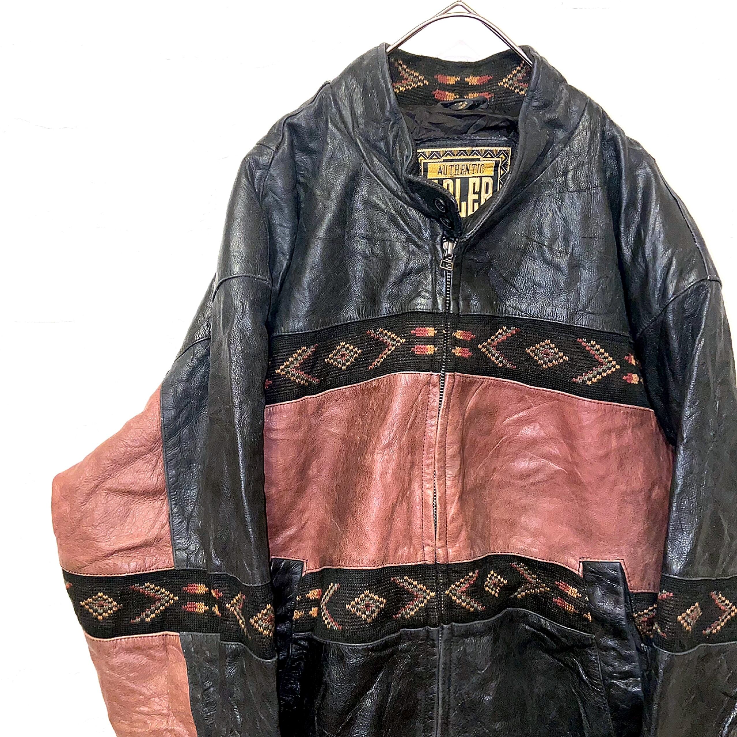 ADLER AUTHENTIC Genuine Leather Ethnic pattern jacket | 古着屋YaMA