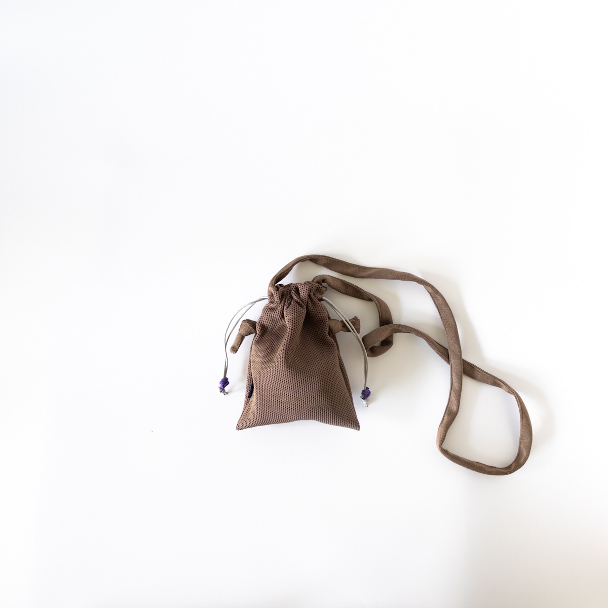 Drawstring obi bag / mesh / light brown purple / S | oobi!